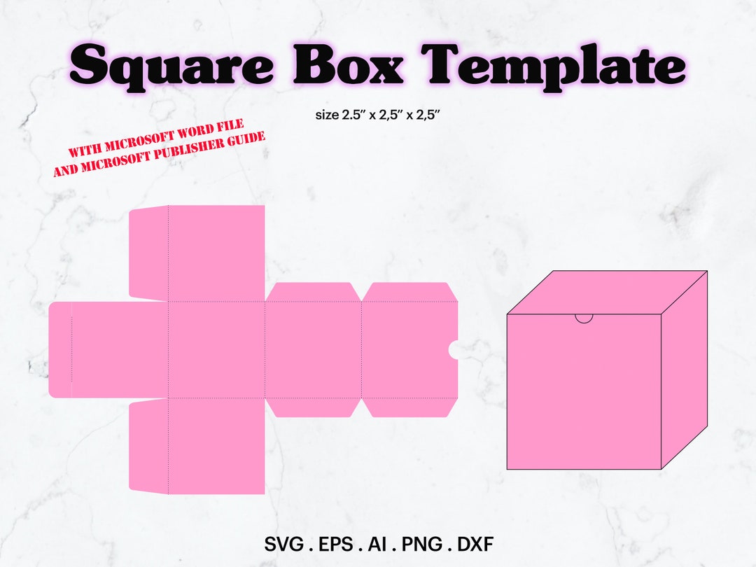 Square Box Template SVG Box Size 2.5 X 2.5 X - Etsy
