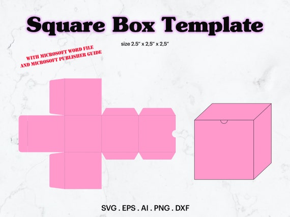 Square Box Template SVG Box Size 2.5 X 2.5 X | Etsy