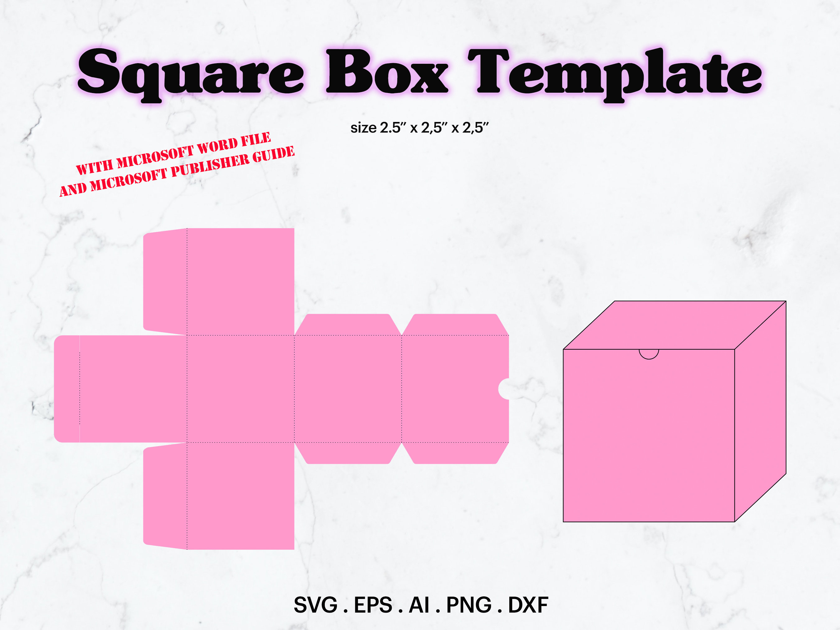 Square Box Template SVG Box Size 2.5 X 2.5 X - Etsy