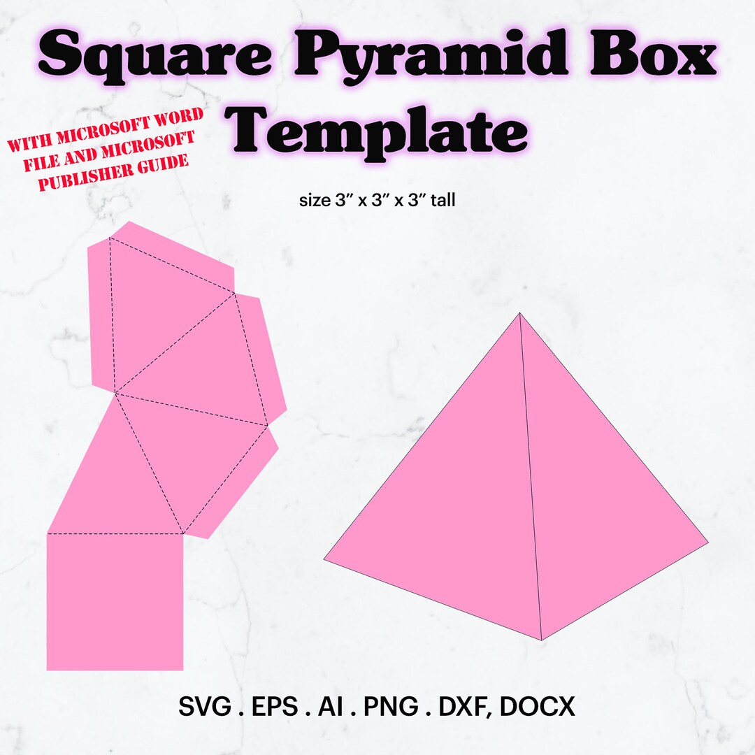 Square Pyramid Box Template SVG, Square Pyramid Size 3" X 3" Template ...