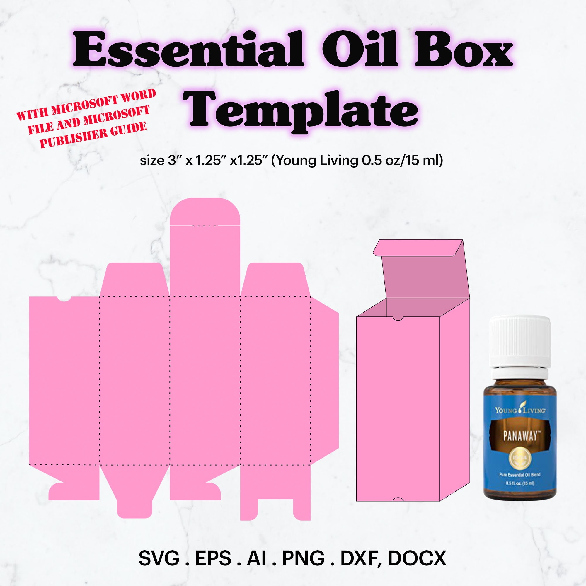 Essential Oil Box Template SVG, Essential Oil Box Size 3" X 1.25" X 1. ...