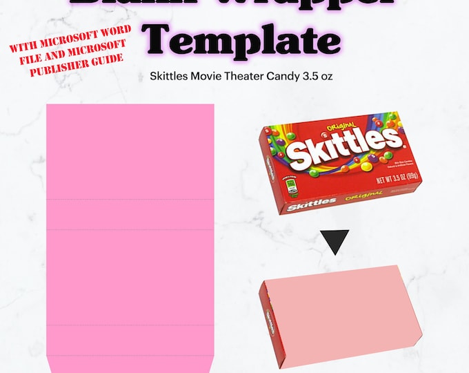 Blank Skittles Theater Box Label Template Canva Link DIY Label Digital ...
