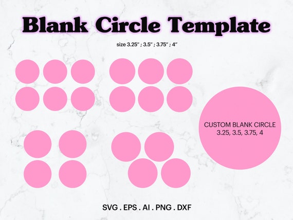 Blank Circle Label Template SVG Blank Circle Sizes | Etsy
