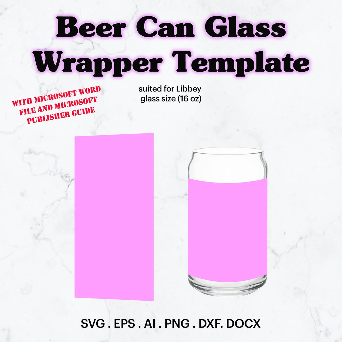 Beer Can Glass Template SVG 16 Oz Libbey Glass Full Wrap - Etsy