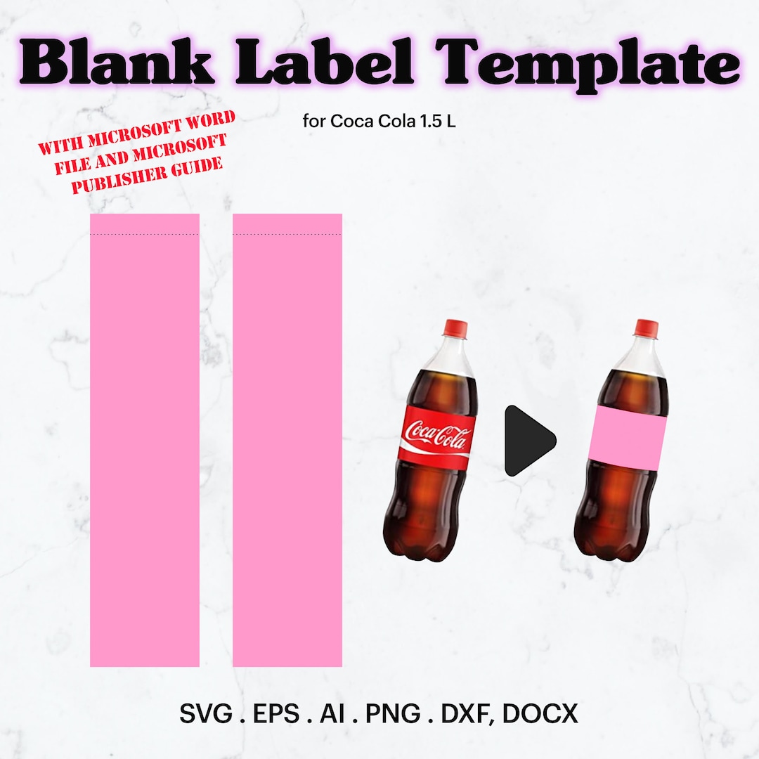 Cola Bottle Blank Label Template SVG, 1.5 L Bottle Label Template Png ...
