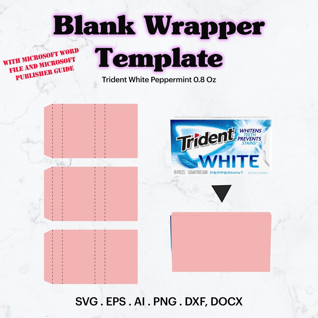 White Peppermint Gum 0.8 Oz Blank Wrapper Template SVG, Candy for ...