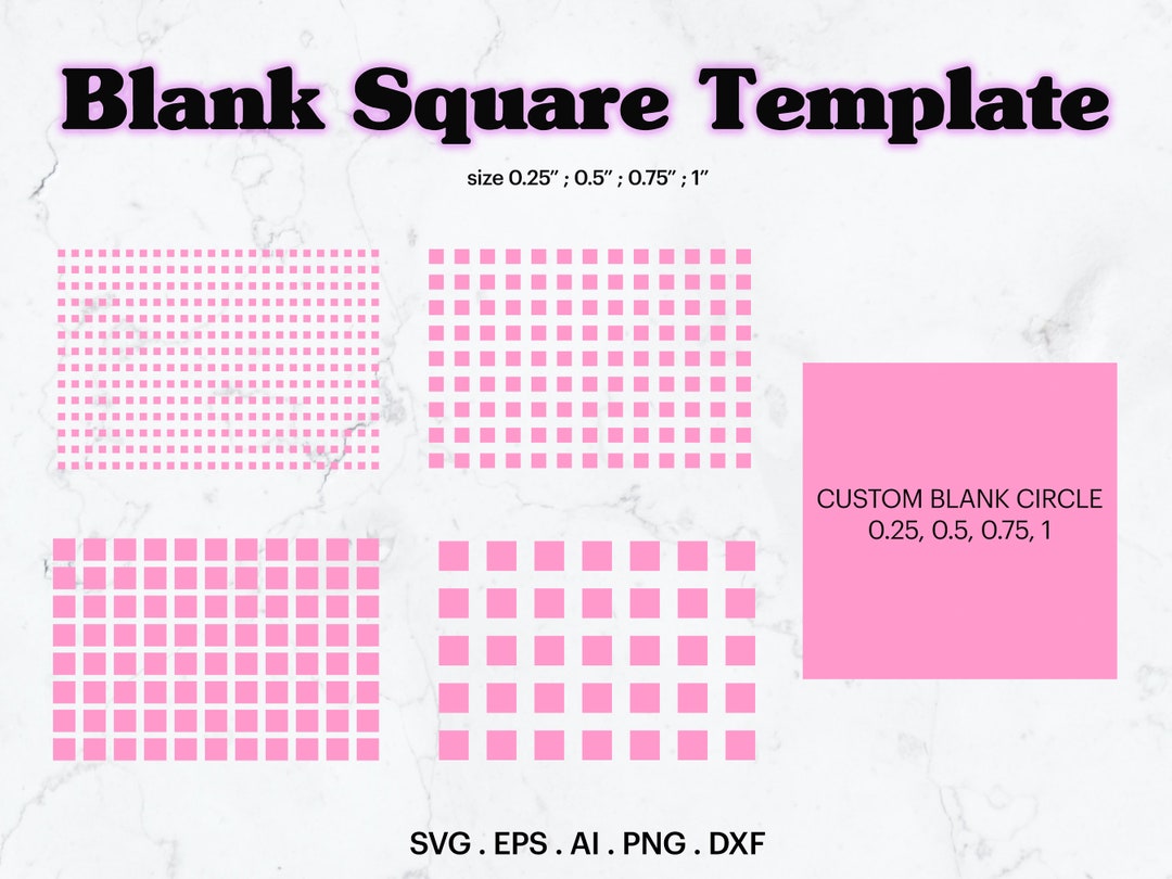 Blank Square Label Template SVG, Blank Square Sizes 0.25", 0.5", 0.75 ...