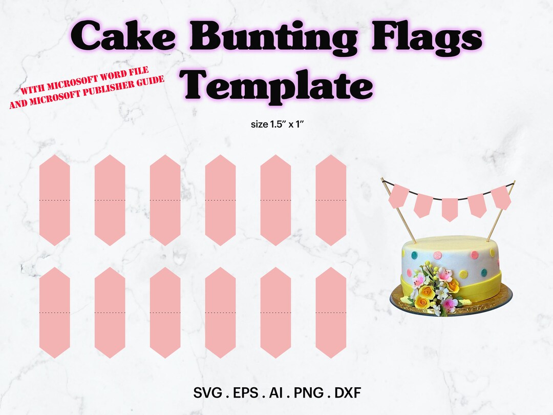 Cake Bunting Flags Blank Template SVG, Toothpick Flag Template. Blank ...