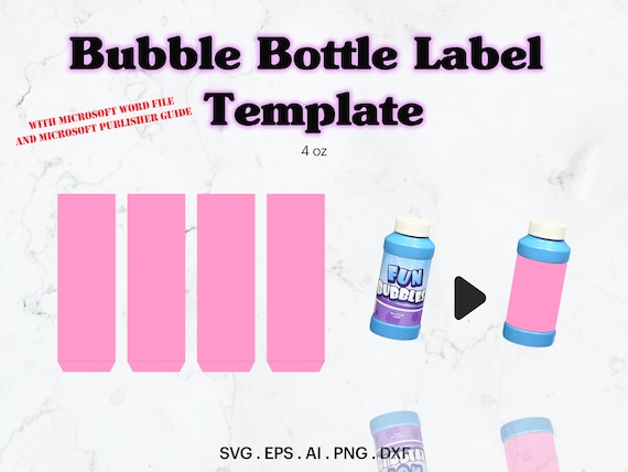 Bubble Bottle Label Template SVG Bubble Bottle Label 1 Oz | Etsy
