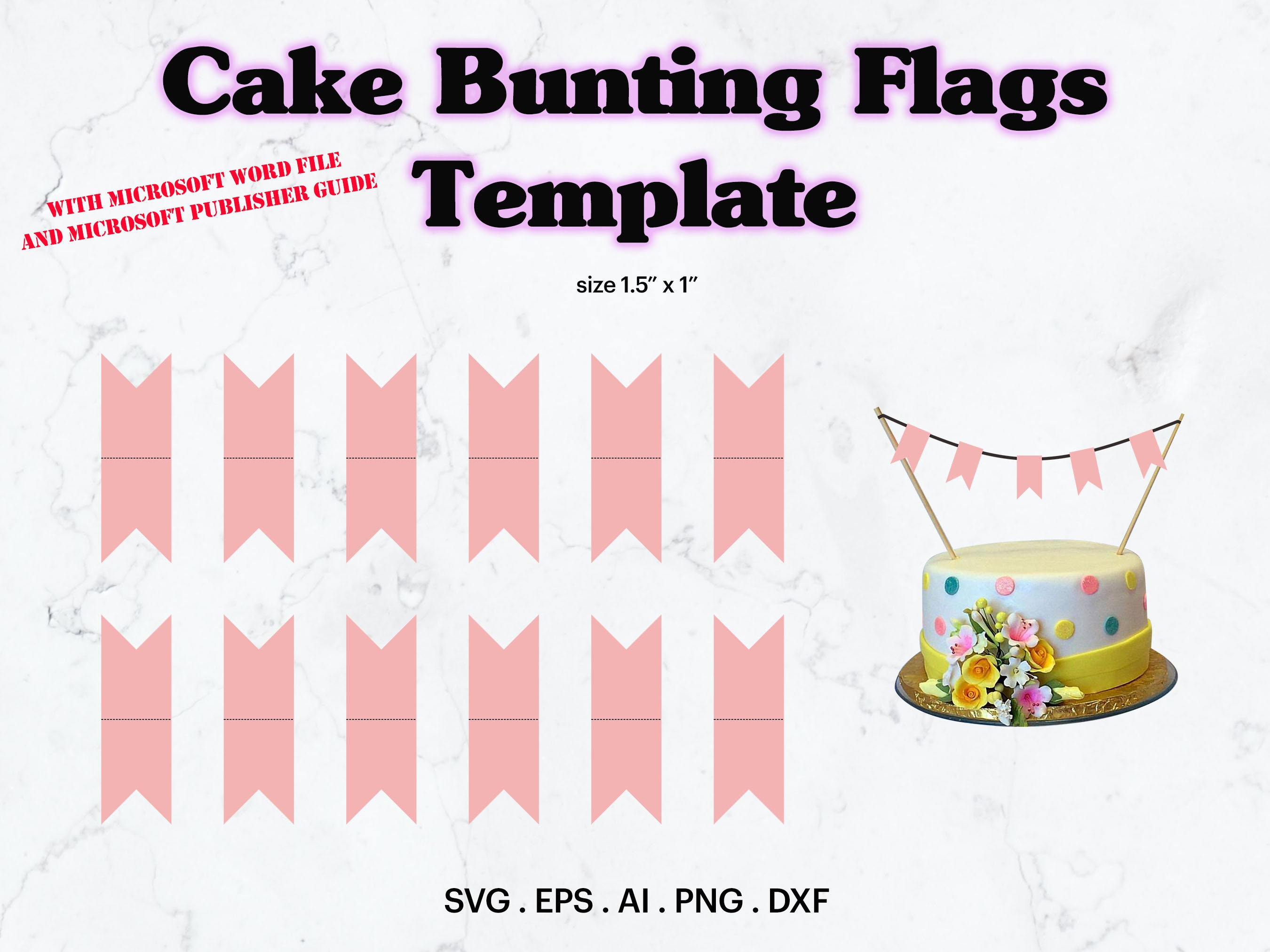 Cake Bunting Flags Blank Template SVG Toothpick Flag - Etsy UK
