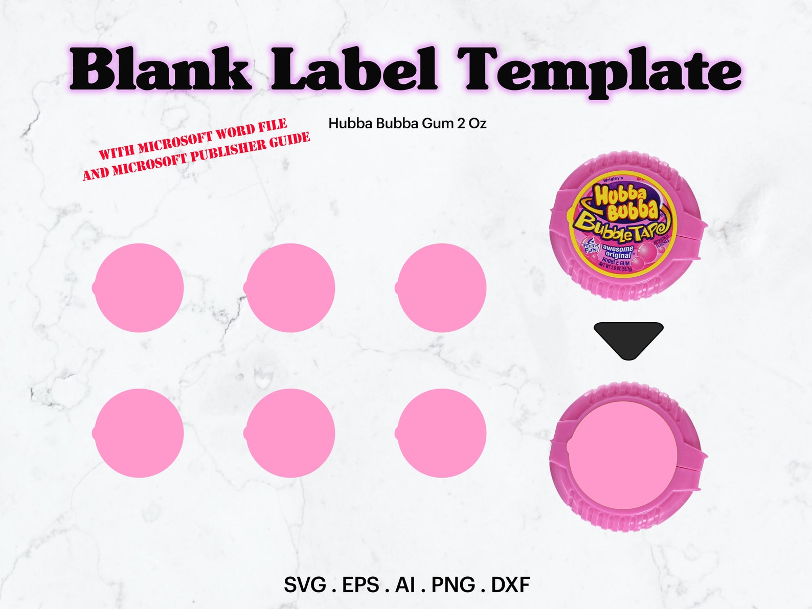 Bubble Gum Candy 2 Oz Blank Labels Template SVG Candy Gum - Etsy