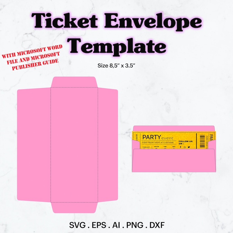 Ticket Envelope Template SVG Money Envelope Size 8.5 X - Etsy