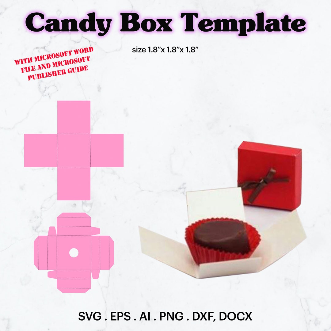 Candy Box 2 Template SVG, Candy Box Size 1.8" X 1.8" X 1.8" Template ...