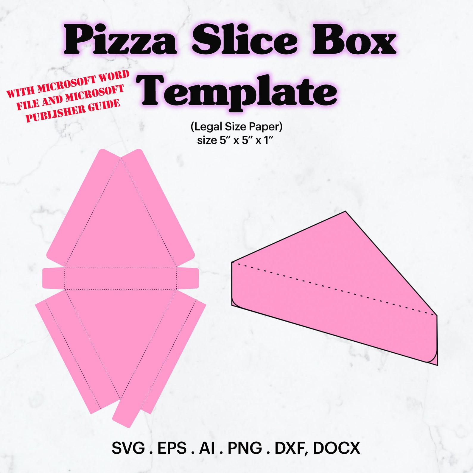 Pizza Slice Box Template SVG, Legal Paper Size, Box 5 X 4.9 X 1 ...