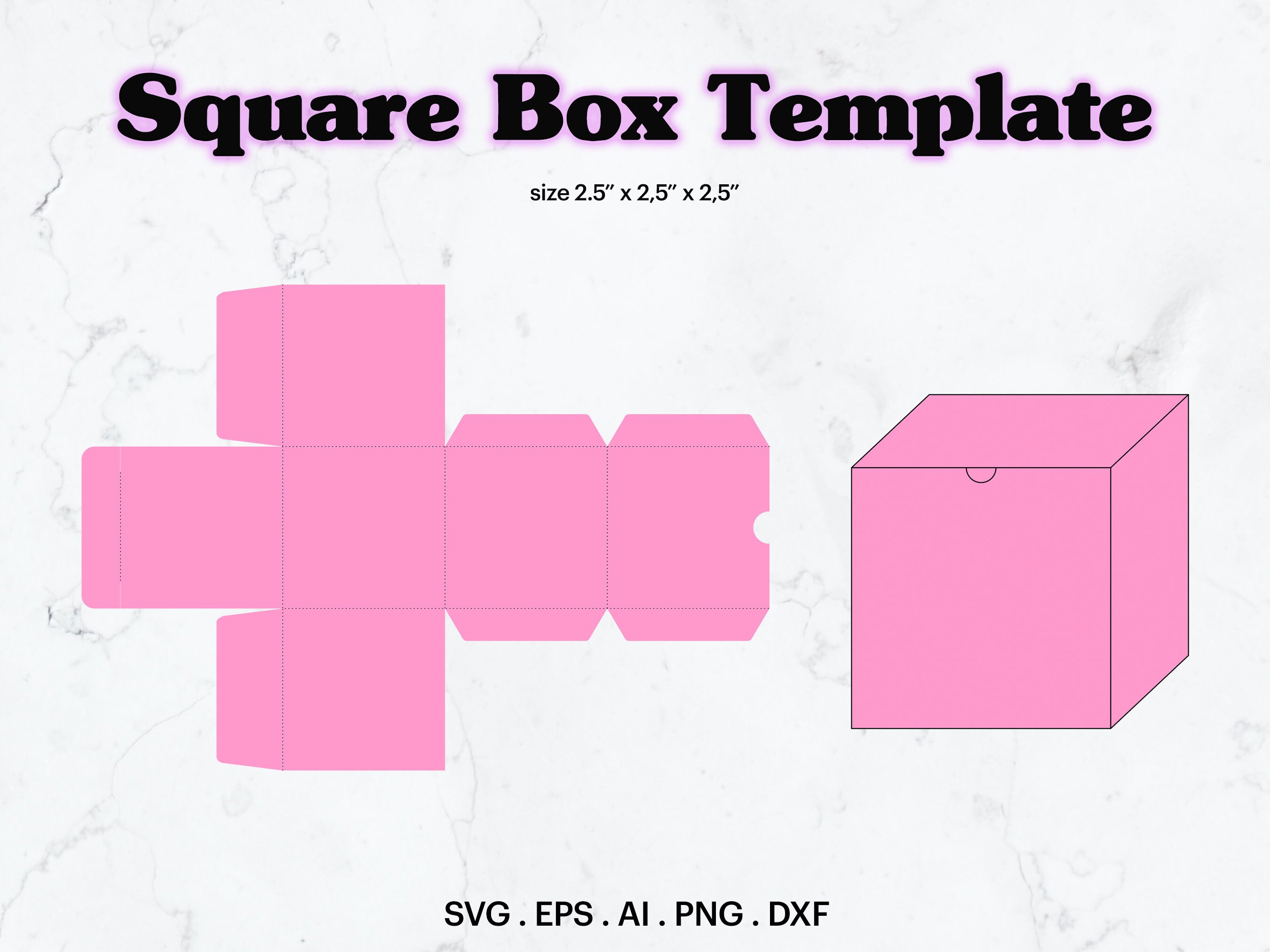 Square Box Template SVG Box Size 2.5 X 2.5 X | Etsy Australia
