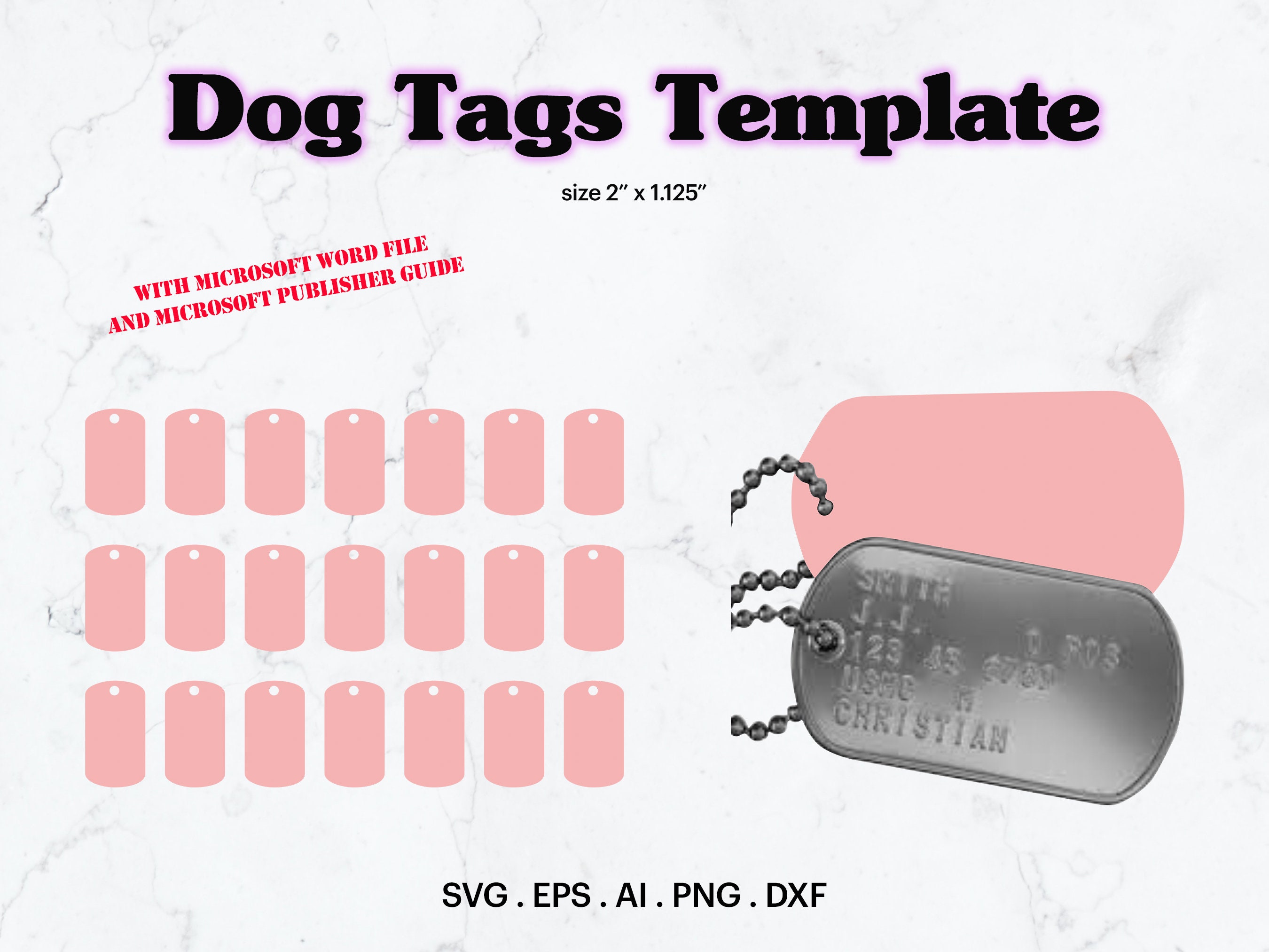 Standard Dog Tag Blank Template SVG, Dog Tag Template. Blank Standard ...