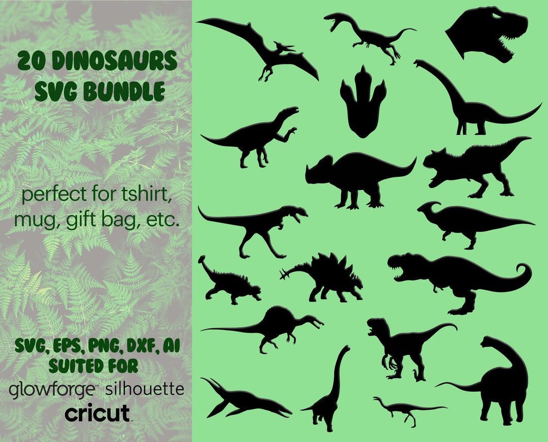 Dinosaur Bundle SVG, 20 Design in 1 Bundle, Dinosaurs Print and Cut Svg ...