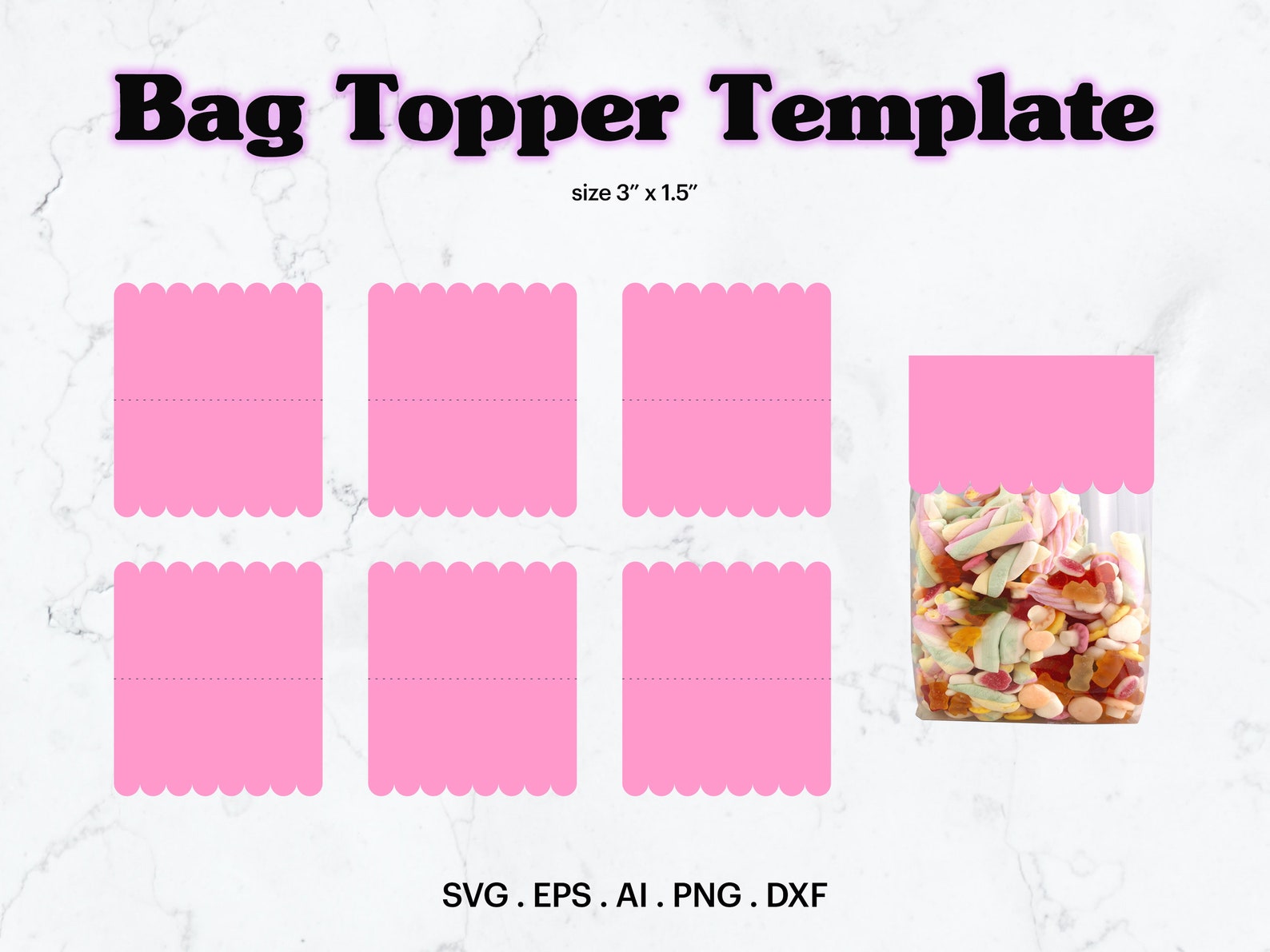 Bag Topper Template SVG Bag Topper Size 1.5 X 3 - Etsy