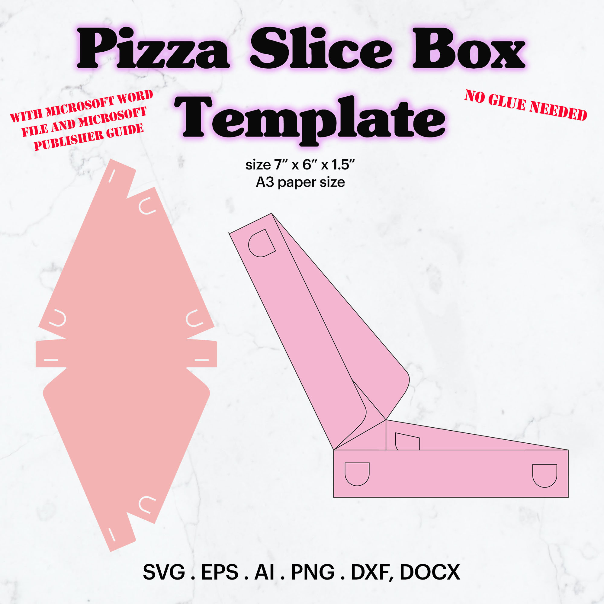 Pizza Slice Box Template SVG, A3 Paper Size, Box 7" X 6" X 1,5 ...
