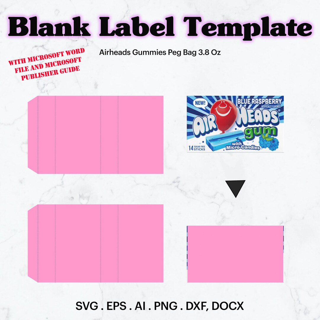 Gummies Peg Bag 3.8 Oz Blank Label Template SVG, Candy Gummies 3.8 Oz ...