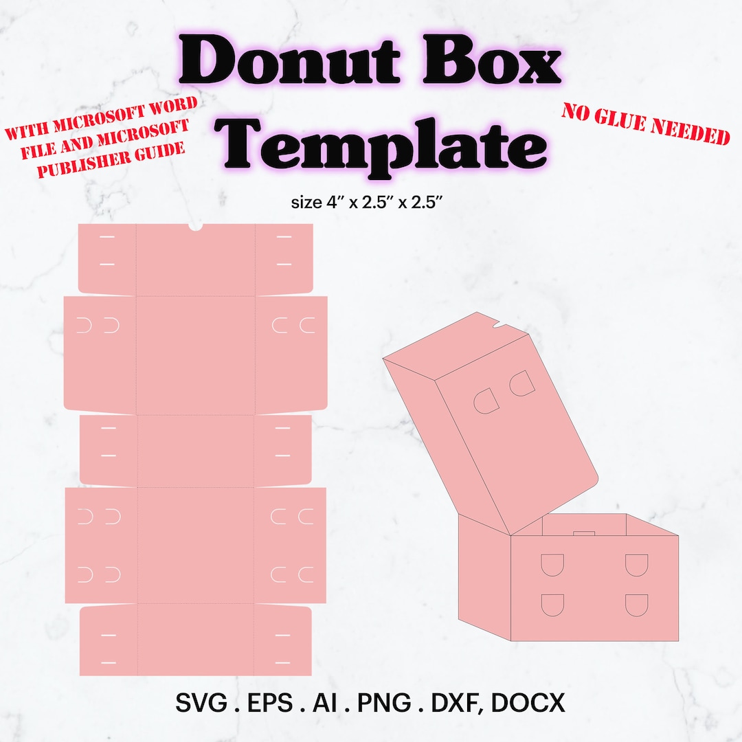 Donuts Box Template SVG, Donuts Box Template Design, Birthday Party ...
