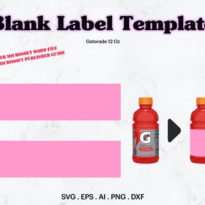 Plastic Bottle Label Blank Template SVG 12 Oz Bottle Label - Etsy