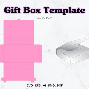 Gift Box Template SVG, Gift Box Size 5" X 3" X 1" Template, Birthday ...