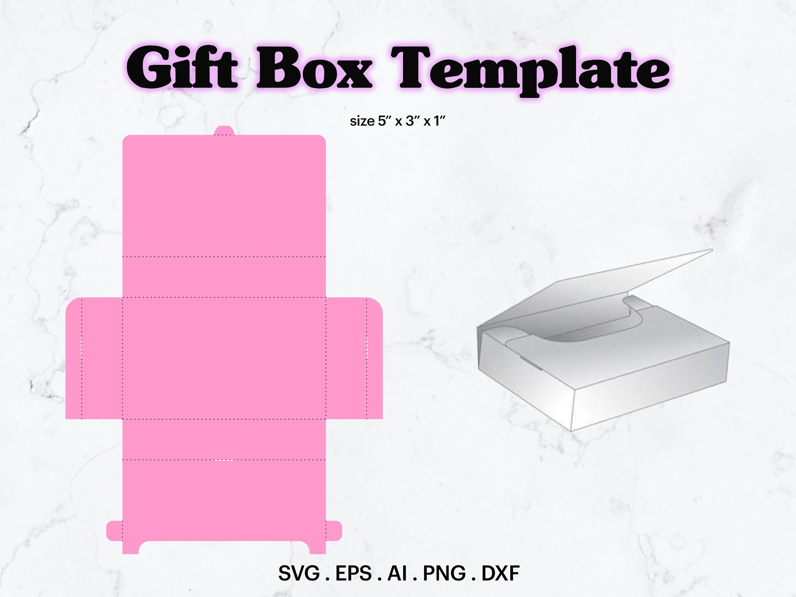 Gift Box Template SVG, Gift Box Size 5 X 3 X 1 Template, Birthday Party ...