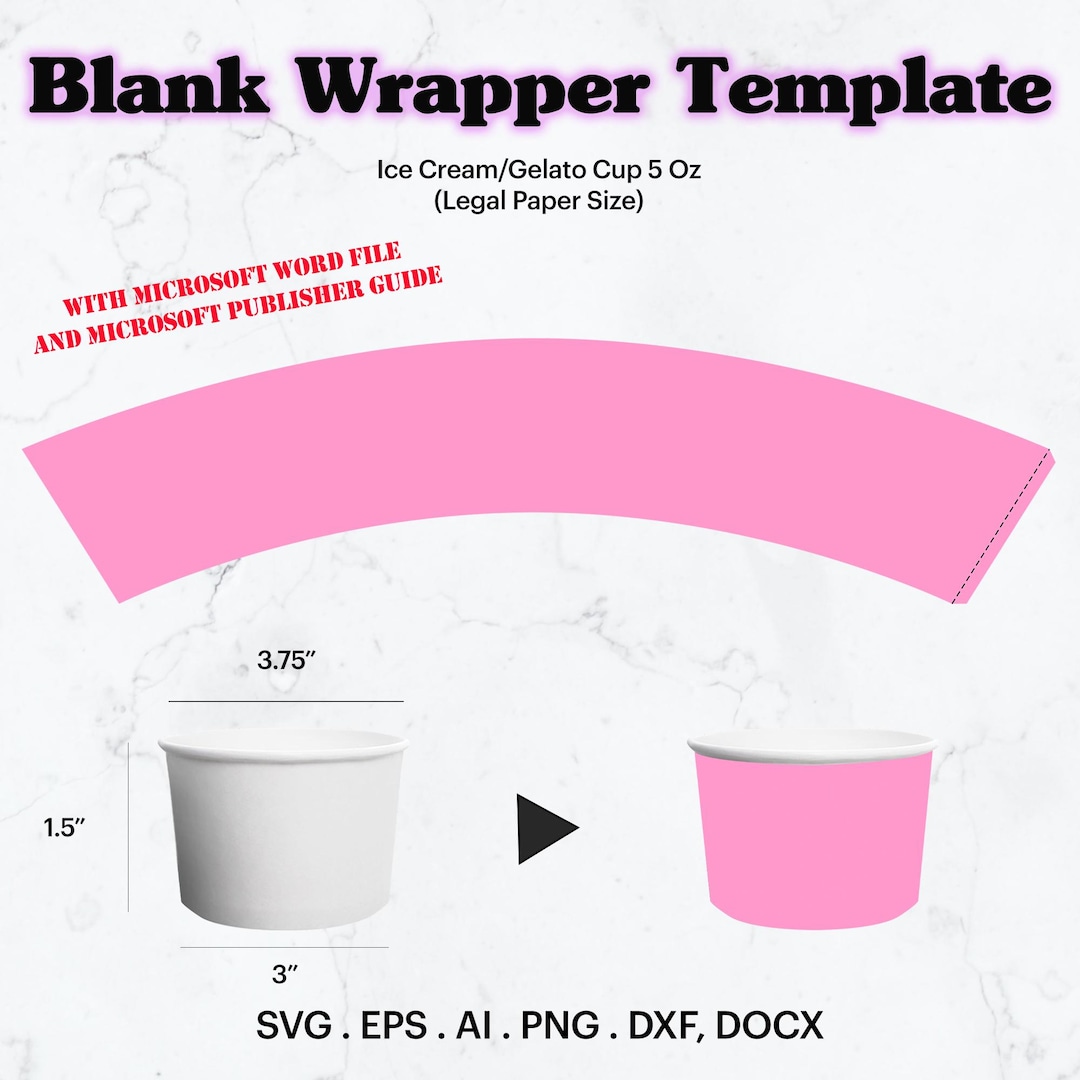 Ice Cream Cup Template SVG, 5 Oz Gelato Cup Full Wrap Template Seamless ...