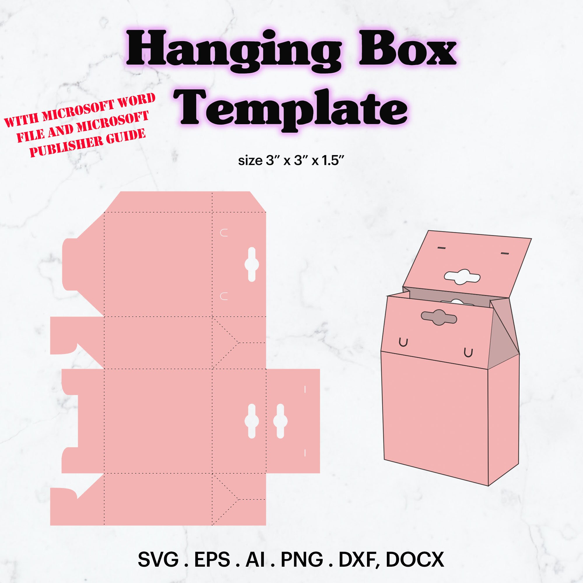 Hanging Box Template SVG, Hang Box Size 3 X 3 X 1.5 Template, Birthday ...