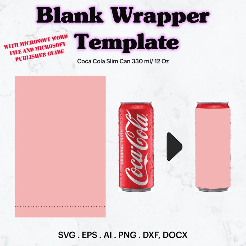 Cola Slim Can Blank Wrapper Template SVG, 330 Ml/ 12 Oz Slim Can Label ...