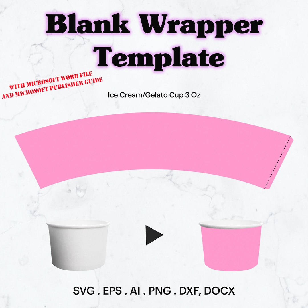 Ice Cream Cup Template SVG, 3 Oz Gelato Cup Full Wrap Template Seamless ...