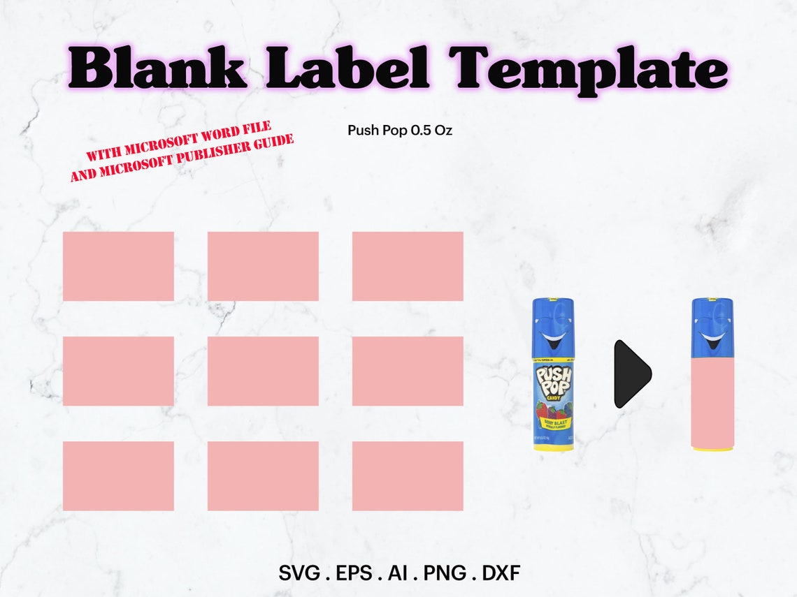 Push Lollipop Candy 0.5 Oz Blank Label Template SVG Pop Candy - Etsy