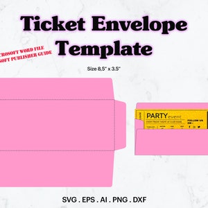 Ticket Envelope Template SVG Money Envelope Size 8.5 X - Etsy