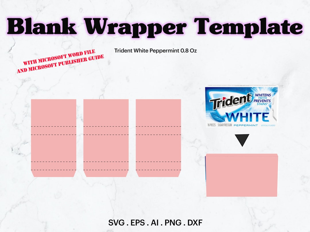 White Peppermint Gum 0.8 Oz Blank Wrapper Template SVG Candy - Etsy