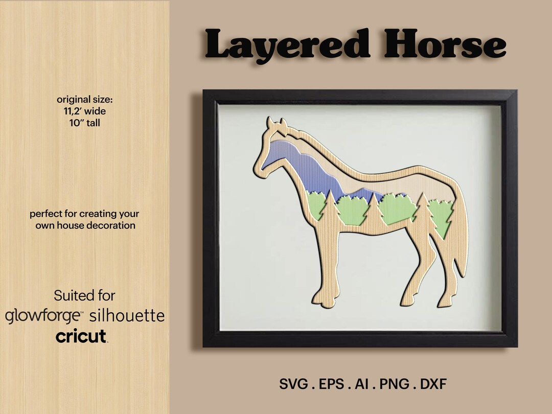 Layered Horse SVG, Horse Design Vector, Wild Horse Layered, Wall Art ...