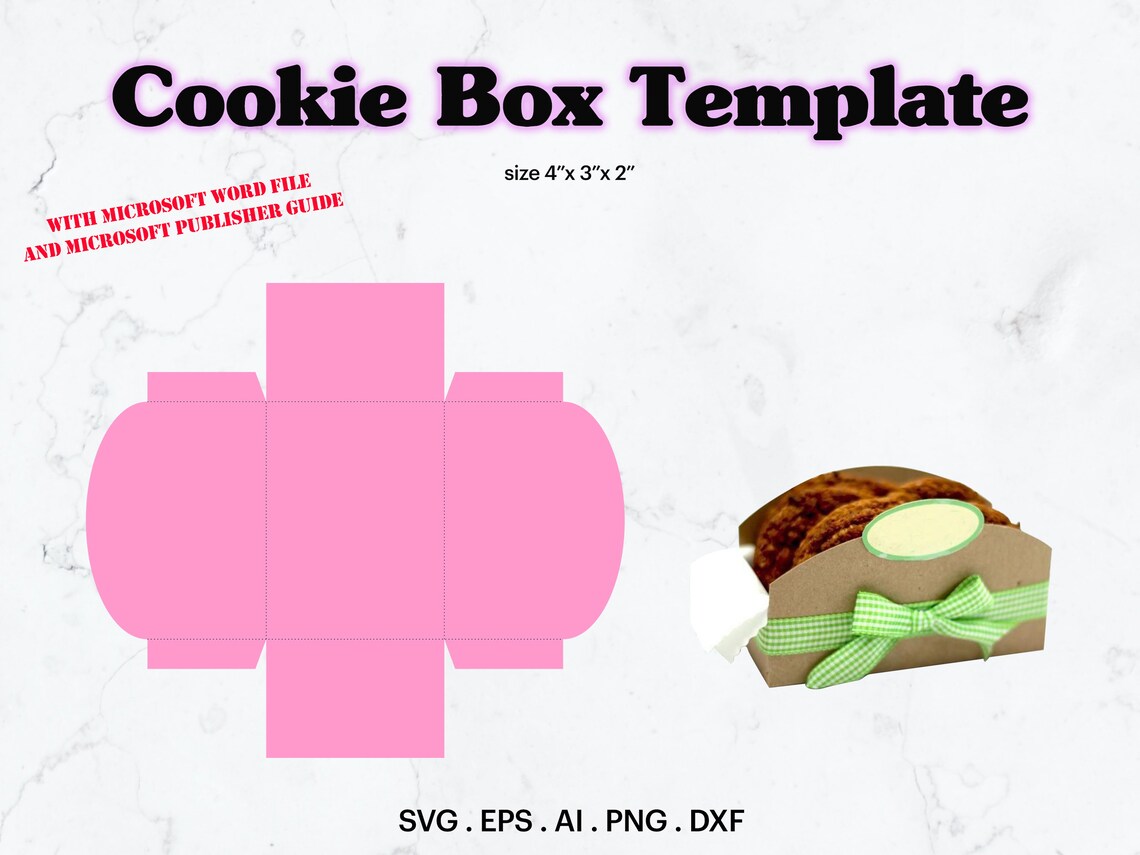 Cookie Box Template SVG Cookie Box Size 4 X 3 X - Etsy