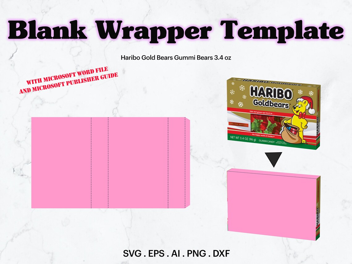 Movie Theater Candy 3.4 Oz Blank Label Template SVG Wrapper - Etsy