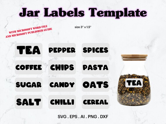 Food Jar Blank Label Template SVG Candy Jar Label Size - Etsy