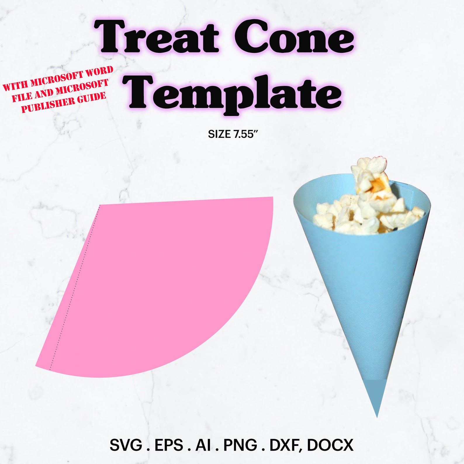 Treat Cone Template SVG, Treat Cone 7.55" Long Template, Treat Cone ...