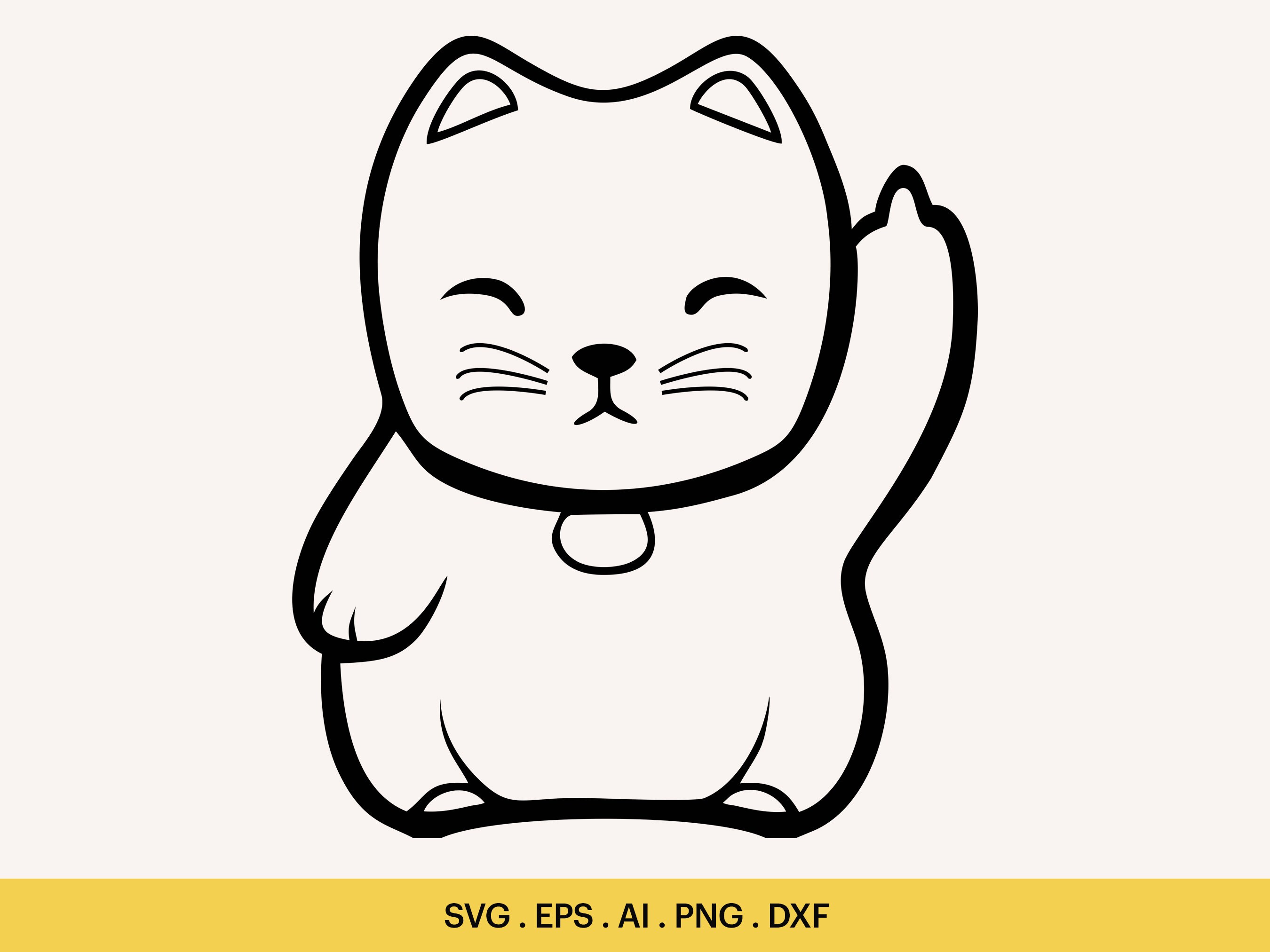 Angry Maneki Neko Cat SVG Funny Maneki Neko Cat SVG Middle | Etsy