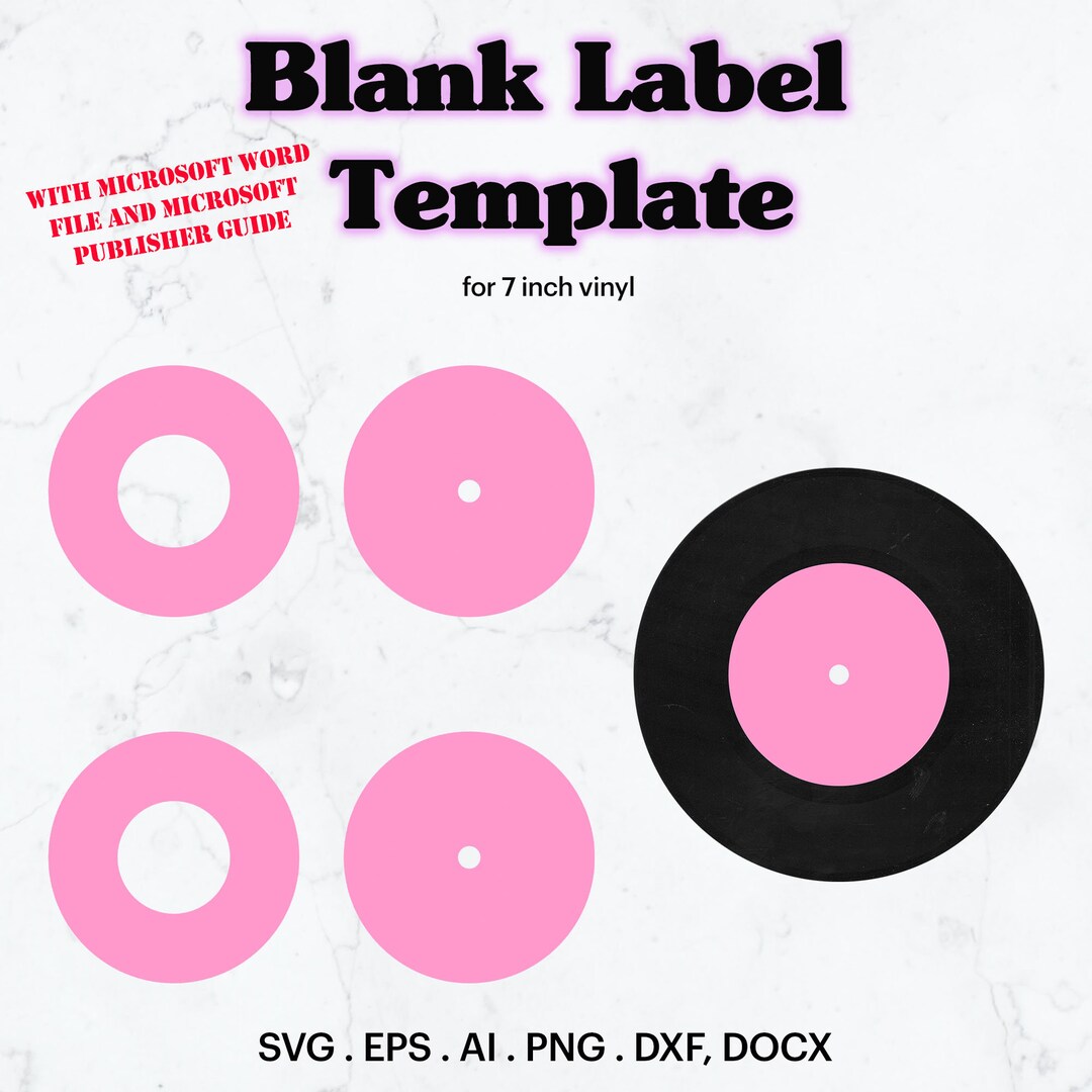 Vinyl Blank Label Template SVG, 7 Inch Wide Vinyl Plate Label Template ...