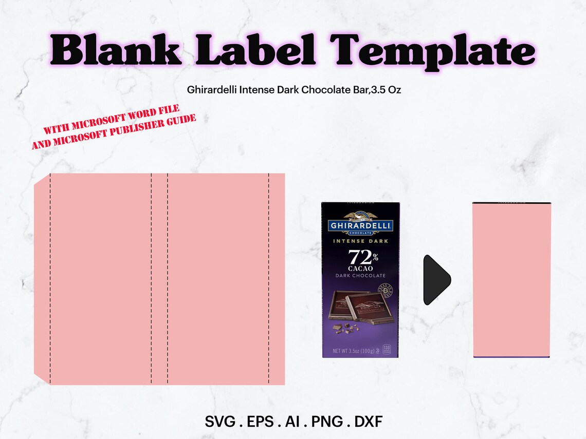 Chocolate Bar 3.5 Oz Blank Label Template SVG, Milk Chocolate Bar Candy ...