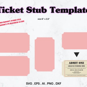 Ticket Stub Template SVG, Birthday Invitations Ticket 3.5" X 6 ...