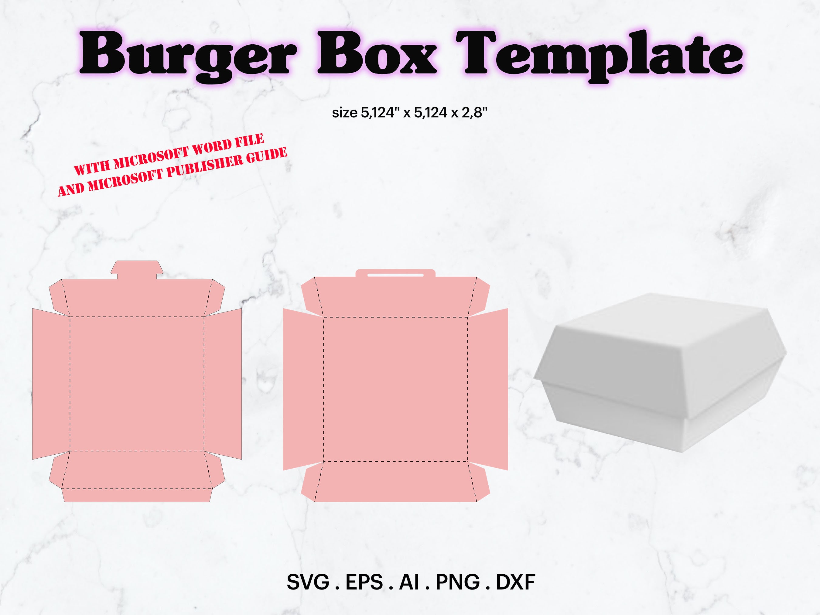 Burger Box Template SVG Hamburger Box Size 5124 X - Etsy UK