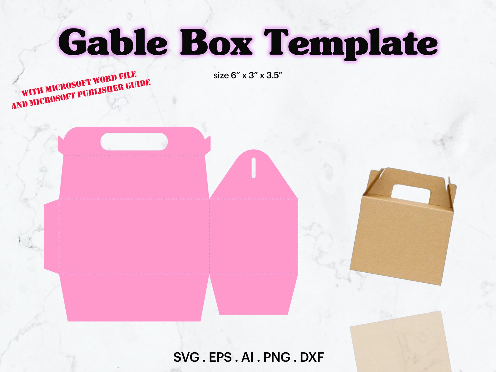 Gable Box Template SVG, Gable Box Size 6" X 3" X 3.5" Template Seamless ...