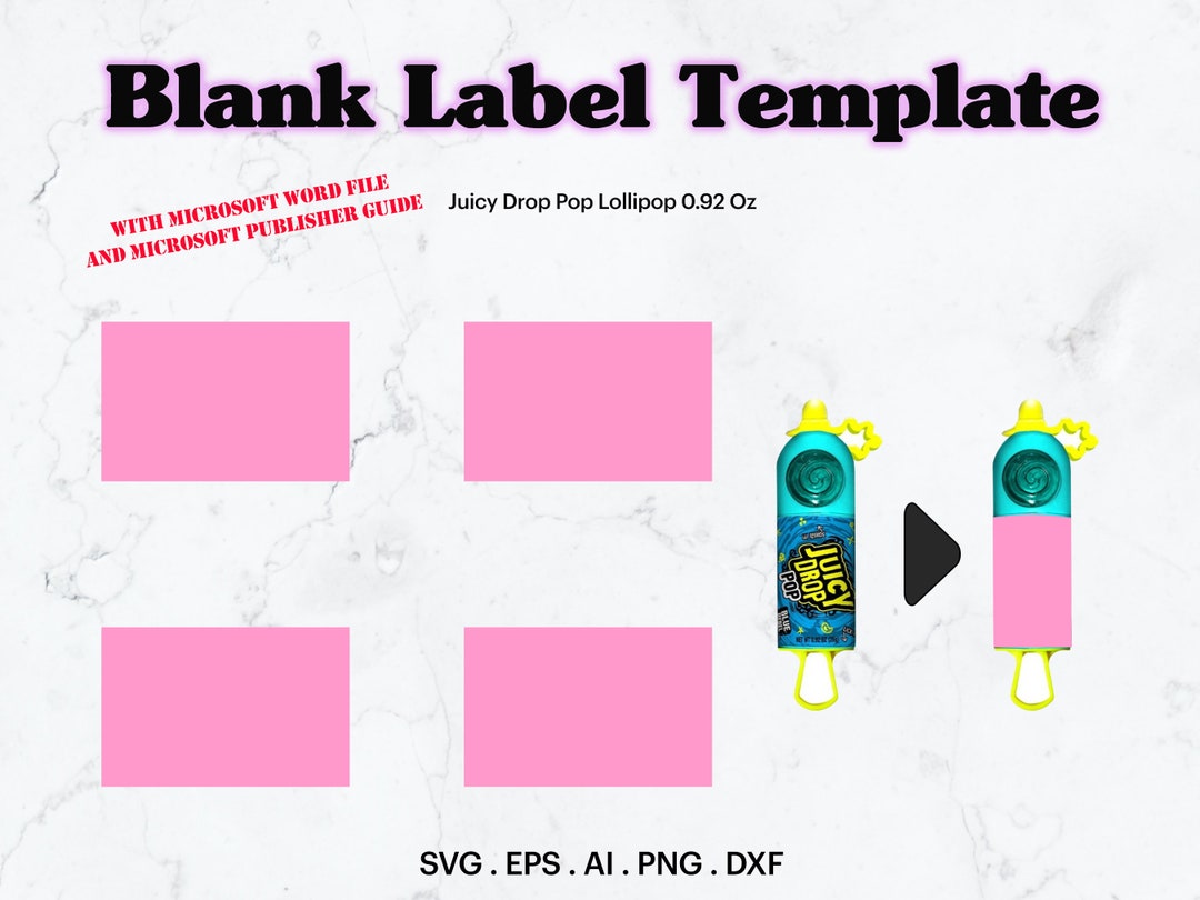 Lollipop Candy 0.92 Oz Blank Label Template SVG, Custom Candy Label ...