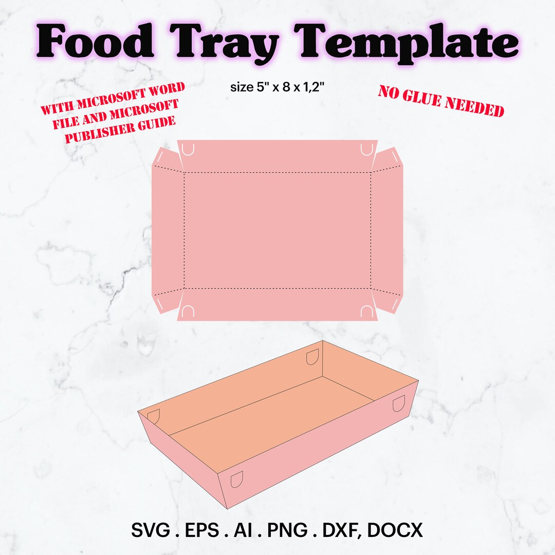 Food Tray Template SVG, Paper Plate Size 5" X 8" X 1.2" Template A4 ...