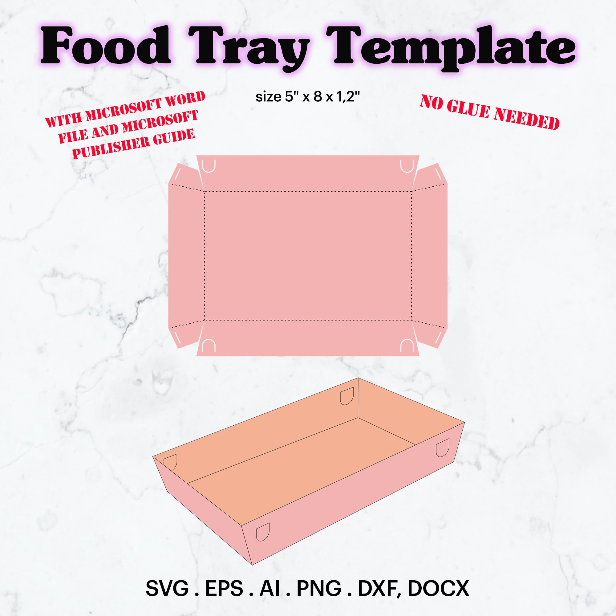 Food Tray Template SVG, Paper Plate Size 5" X 8" X 1.2" Template A4 ...