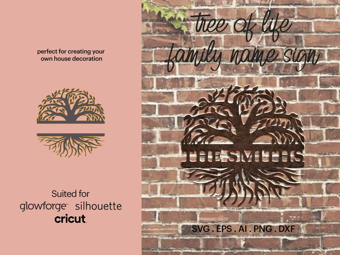 Tree of Life Family Name Sign SVG Tree of Life Design Vector - Etsy